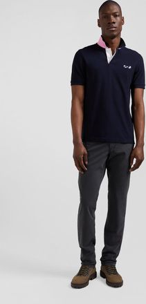 Eden Park Polo Manches Courtes En Piqu&eacute; Coton Bleu Marine Broderie Cercl&eacute;e Coupe Regular