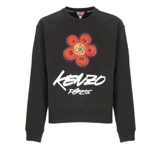 Kenzo Schwarzer Baumwoll-Crewneck-Sweatshirt mit Drucken - - Sweatshirts & Hoodies - Herren - Schwarzk - XS