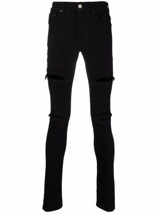 Amiri jean skinny &agrave; effet us&eacute; - Noir
