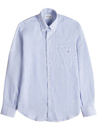 Tod's chemise rayée en lin - Bleu
