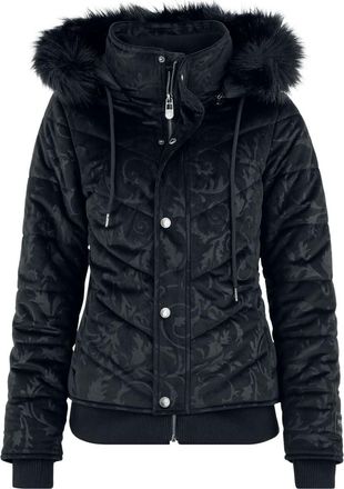 Black Premium by EMP Damen schwarze Winterjacke mit Kapuze XXL