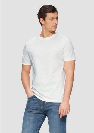 s.Oliver T-Shirt T-Shirt mit Flammgarnstruktur kurzarm, Rundhals, Logo