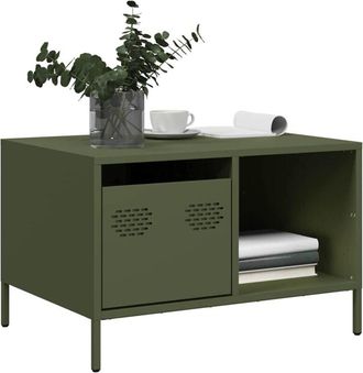 vidaXL Table basse vert olive 68,5x50x43,5 cm acier lamin&eacute; &agrave; froid - Vidaxl