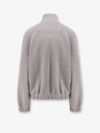 Max Mara Womens Sweatshirt Frine Double Wool-Cotton Grey Sweatshirts Sweater