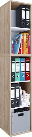 VCM Holzregal stehend | platzsparender Aktenschrank | Maße ca. H. 184 x B. 35 x T. 37 cm | Elegantes Regal | Büroregal - Lona I 5f