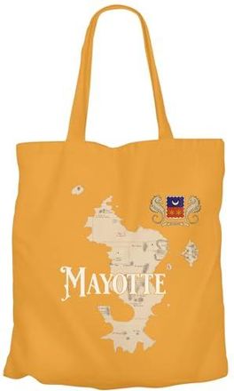 Fabulous Tote Bag Sac Shopping en Toile Orange - Mayotte 976 Département Outre Mer Carte Ancienne Rare - 10 L