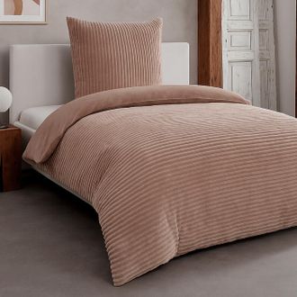 Heimtexland Winter Bettw&auml;sche Cord kuschelig weich warm Cashmere Touch Wende Bettbezug Set 80x80 I 155x220 Super Soft temperaturausgleichend atmungsaktiv Oeko-TEX