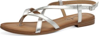 s.Oliver Damen Sandalen flach aus Leder Leicht, Silber (Silver), 40 EU