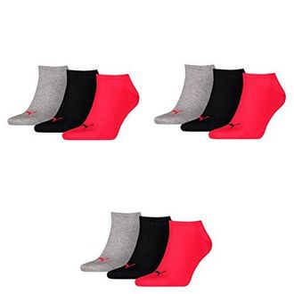 Puma 9 pair Sneaker Invisible Socks Unisex Mens & Ladies, Farben:232 - black/red, Socken & Strümpfe:39-42