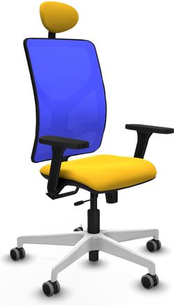 Piqueras y Crespo Stuhl f&uuml;r &Uuml;berwachungs- und Kontrollkabinen mit 3D-Armlehnen, h&ouml;henverstellbarer Lendenwirbelst&uuml;tze und festem Kopfteil, ausgestattet mit Syncro/Trasl