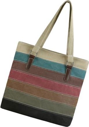 Yardwe Paquet Fourre-tout en Toile Patchwork, Paquet &agrave; Main Bandouli&egrave;re R&eacute;utilisable, Grand Volume, L&eacute;ger, Femme, Usage Quotidien et Voyage, Multi Compartime