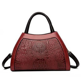 Generic Sac &agrave; main crocodile pour femme, sac &agrave; main tendance avec poign&eacute;e sur le dessus, sac &agrave; bandouli&egrave;re moyen pour femme, Rouge, Medium