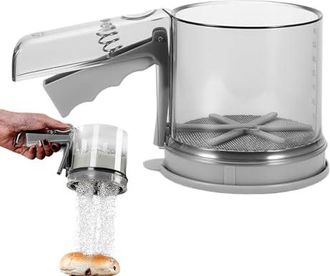 Generic Tamis &agrave; farine de 3 tasses - Sucrier en poudre en acier inoxydable, tamis de cuisson &agrave; mailles fines | Tamis &agrave; farine double couche portable - Tamis d