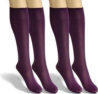 Sesto Senso Chaussettes Montantes Genoux Femme 40 DEN Mi-Bas 2 Paires Fiolet