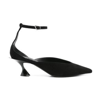 MUGLER Schwarzes Wildleder Kalbsleder Kn&ouml;chelriemen - - Shoes - Damen - Schwarzk - 38 EU