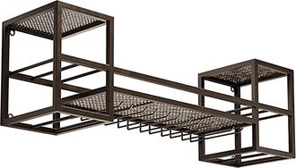 Generic Weinregal Wand, Weinregal Metall, Modisch und Vielseitig, Rostet Nicht Leicht, Einfache Installation, für Bars, Küchen, Restaurants(Black)