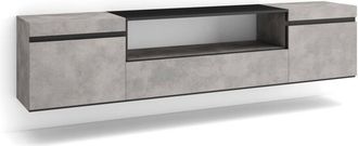 Skraut Home Skraut Home - TV-Schrank, Lowboard, f&uuml;r Wohnzimmer und Esszimmer, 200x45x35cm, F&uuml;r TV-Ger&auml;te bis zu 80, H&auml;ngend, Moderner Stil, Zementgrau