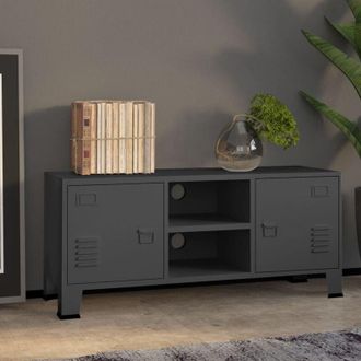 vidaXL Meuble TV industriel Anthracite 105x35x42 cm M&eacute;tal