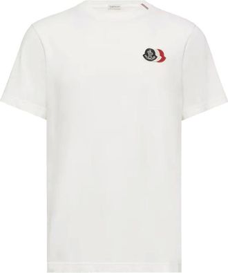 Moncler Homme, Tops, Blanc, Taille: XL T-shirt &agrave; Manches Courtes