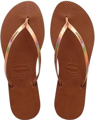 Havaianas You Metallic, Sandales Confortables, Élégantes et Polyvalentes, Fines Lanières à Finition Métallisée, Petit Talon, Femme