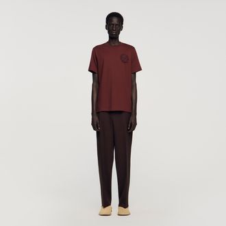 Sandro T-shirt en coton &agrave; fleur crochet