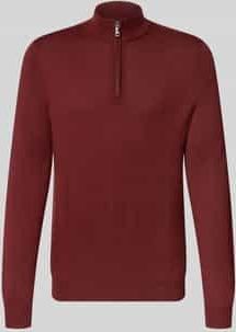 Christian Berg Slim Fit Strickpullover aus Woll-Mix mit Troyer-Kragen