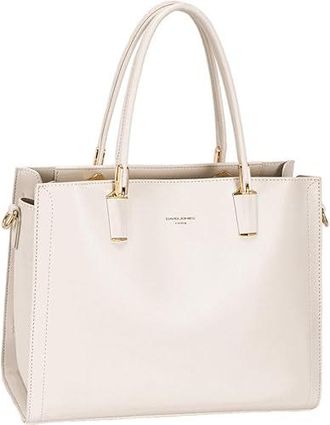 David Jones Paris - Sac Cabas Port&eacute; main Femme Ville - Sac &agrave; main Similicuir Taille Grande - 3 Compartiments - Chic El&eacute;gant Pratique (Coconut Cream)