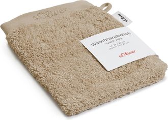 s.Oliver Waschlappen 16x21 cm - 100% Baumwolle, 600 g/m&sup2;, weich & angenehm, Waschhandschuh Dunkelbeige
