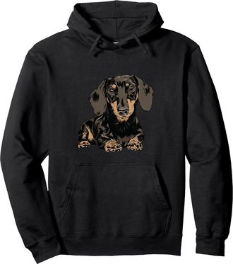 Whyitsme Design Schwarzer Dackel Hund Illustration Doxie Pullover Hoodie