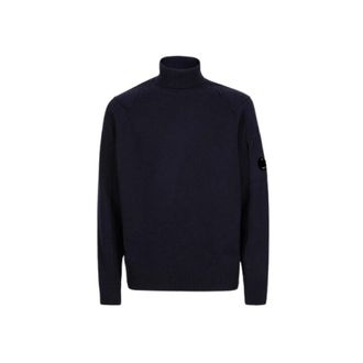 C.P. Company C.p. Company, Homme, Pulls, Bleu, Taille: S Pull Col Roulé Bleu et Vert en Tricot