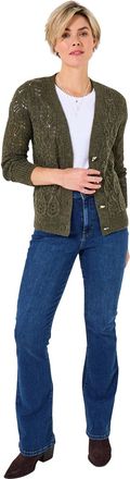 Joe Browns Damen Autumnal Pointelle Knit Cardigan Strickjacke, grün, 38