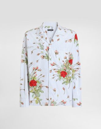 Dolce & Gabbana Small Rose-print Poplin Hawaii Shirt - Mann Hemden Mehrfarbig 40
