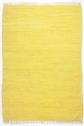 THEKO | Dhurry Teppich aus 100% Baumwolle Flachgewebe Teppich Happy Cotton | handgewebt | Farbe: Gelb | 70x140 cm