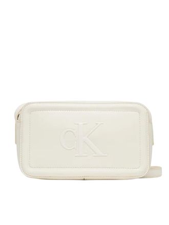 Calvin Klein Damen RAISED CK CAMERA BAG LV04F3220G Crossover, Khaki (Lily White), Einheitsgr&ouml;&szlig;e, Khaki (Lily White), One Size