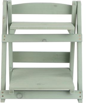 Valiclud Zweist&ouml;ckiges Faltbares Holzregal in Retro Design Vielseitiges Aufbewahrungsregal f&uuml;r Balkon und B&uuml;ro Kreatives Pflanzen B&uuml;cherregal aus Gr&uuml;n Lackiert