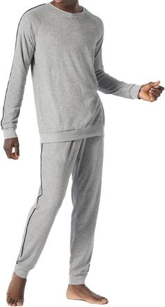 Schiesser Herren Schlafanzug lang Pyjamaset, Blickdicht, Grau-Mel. 202 (IV), 58