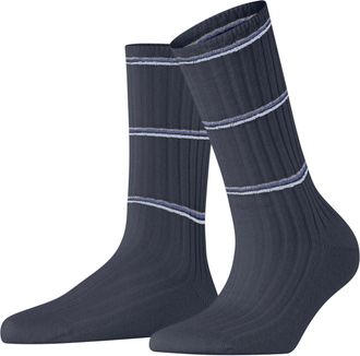 Falke Damen Socken Cosy Wool Boot W So Wolle Kaschmir einfarbig 1 Paar, Blau Blue Ink 6491 Stripe, 39-42