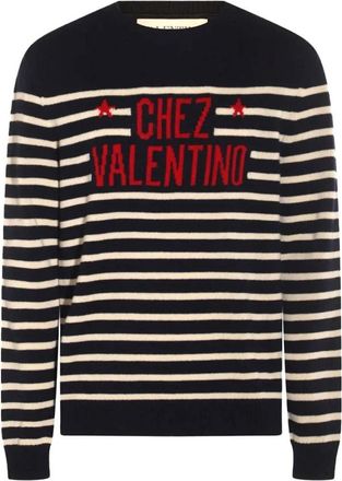Valentino Garavani Homme, Pulls, Bleu, Taille: XL Pull Chez Motif