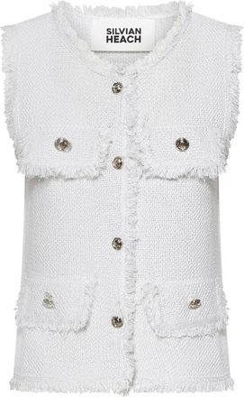 Silvian Heach Femme, Vestes, Blanc, Taille: 42 FR Gilet sans manches avec d&eacute;tails d&eacute;coratifs