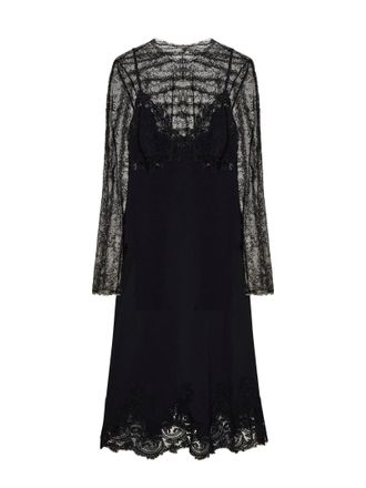 Ermanno Scervino Womens Midi Lingerie Dress Black Lace Viscose