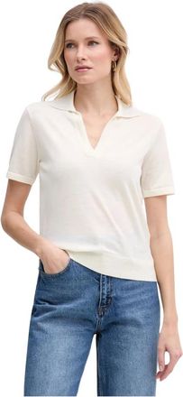 Guess Polo V-Neck Tricot Manches Courtes - Femme - Tops - Beige - Taille: 44 FR