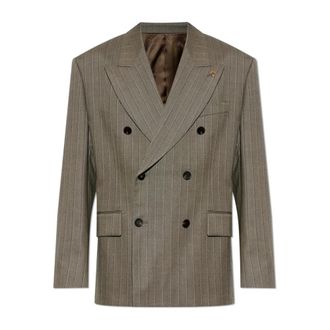 Versace Homme, Vestes, Brun, Taille: M Pinstripe Wool Boxy Blazer