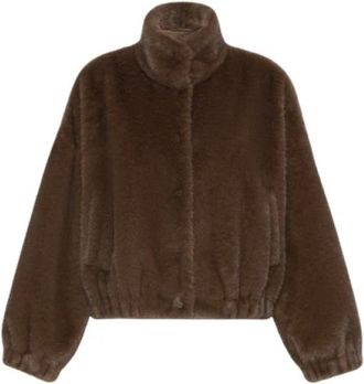 Max Mara Fellimitat-Jacke mit elastischem Besatz - - Jackets - Damen - Braun - XS