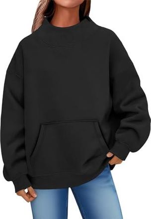 Generic Sweat-shirt pour femme sans capuche gris clair - Laine douce et chaude à col rond - Sweatshirts chauds épais et thermiques - Pull à capuche moelleux e