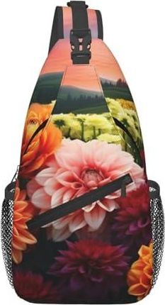 Generic Antivol Sacoche Tactique Belles fleurs Sac à Bandoulière Réglable,Multifonction Sac à Dos Militaire pour Cyclisme Femme école
