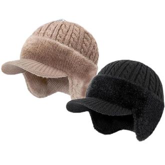 Generic Bonnet tricot&eacute; bloquant - Doublure en polaire chaude - Pour homme et femme - Tissu doux et respirant - Anti-humidit&eacute;, 2 pi&egrave;ces - B, Taille unique