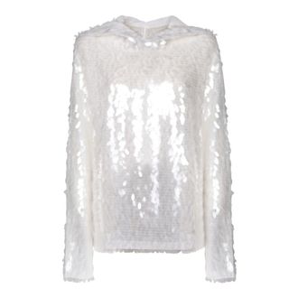 Norma Kamali Femme, Sweatshirts et sweats &agrave; capuche, Blanc, Taille: 36 FR SweaT-shirt &agrave; capuche orn&eacute; de sequins