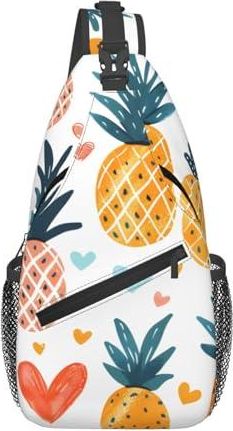 Generic Sacoche Tactique Motif ananas aquarelle L&eacute;ger Sacs Poitrine Mode Sac Poitrine pour Randonn&eacute;e Homme Camping