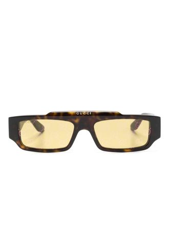 Gucci lunettes de soleil &agrave; effet &eacute;cailles de tortue - Marron