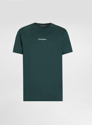 Dolce & Gabbana Cotton T-shirt With Embroidered Patch - Mann T-shirts Und Polos Green 46